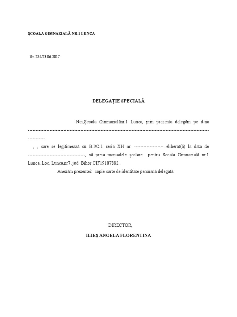 Model Delegatie Speciala