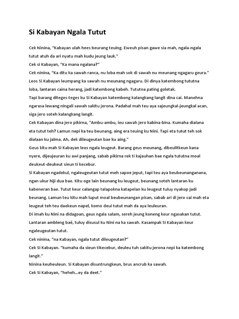 Si Kabayan Ngala Tutut 1 | PDF