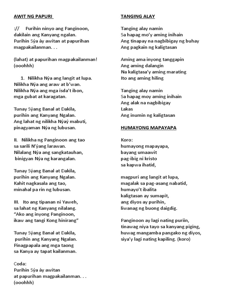 Awit NG Papuri | PDF