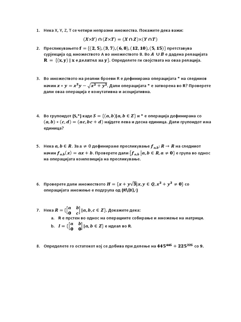 Zadaci Algebarski Strukturi | PDF
