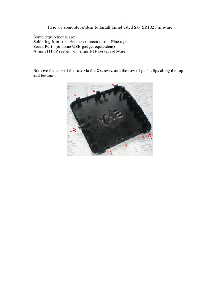 Installing Sky SR102 Firmware Guide | PDF | Usb | Computer Networking