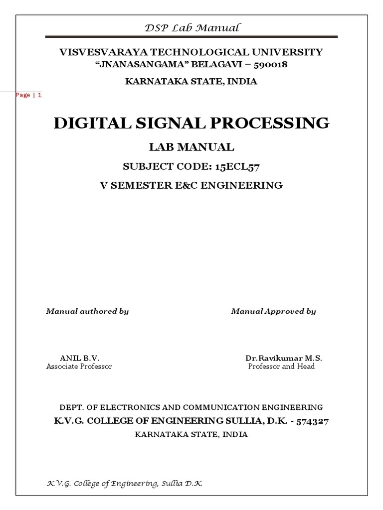 DSP Lab - 15ecl57 Part - I | PDF | Digital Signal Processing | Autocorrelation