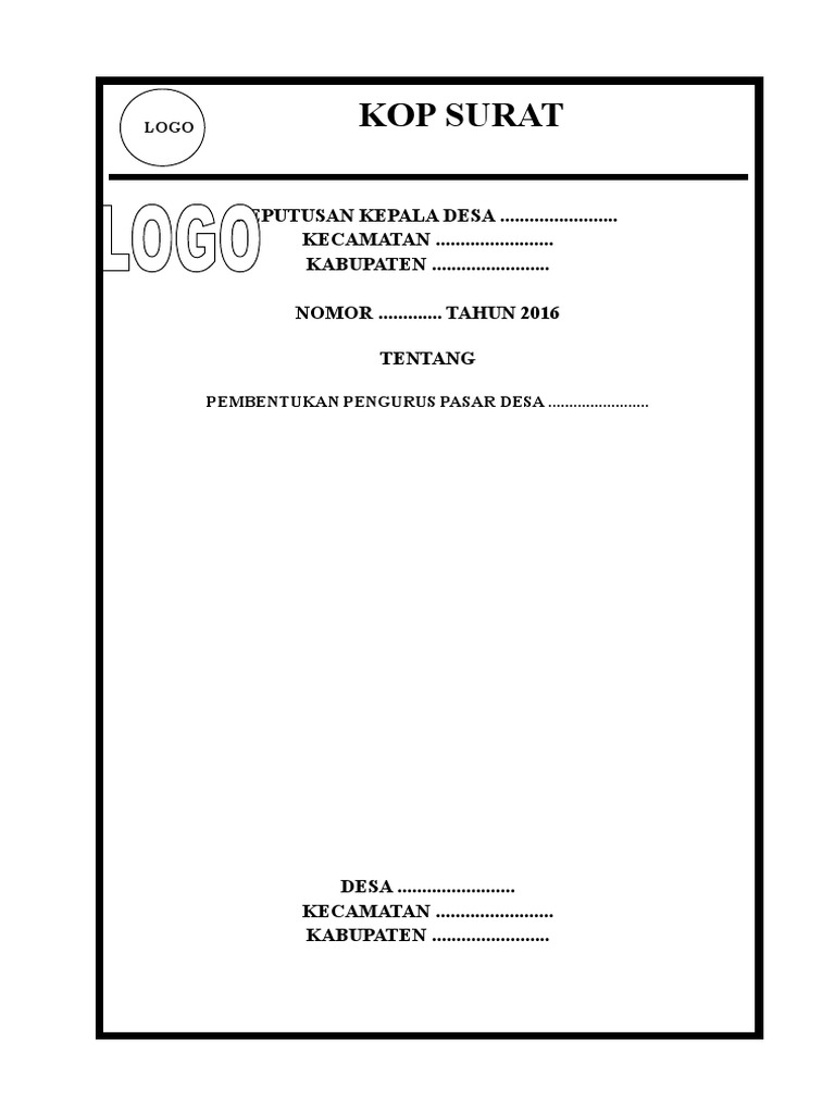 Contoh SK Pengurus Pasar Desa | PDF