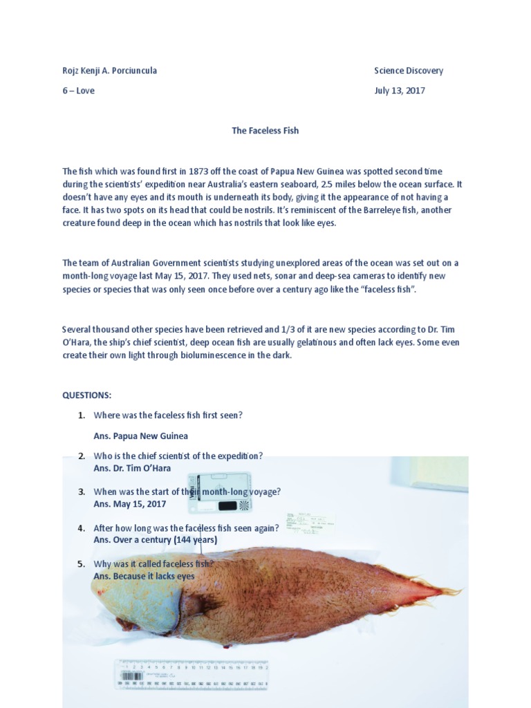 The Faceless Fish | PDF