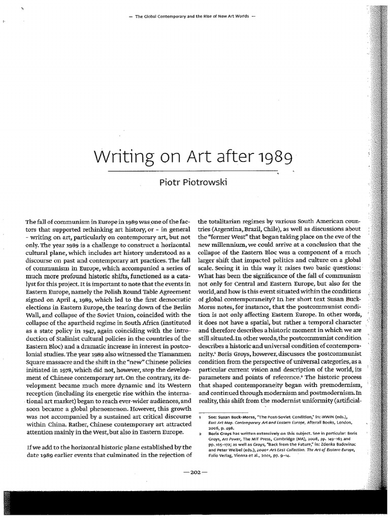 Piotr Piotrowski: Writing On Art After 1989 | PDF