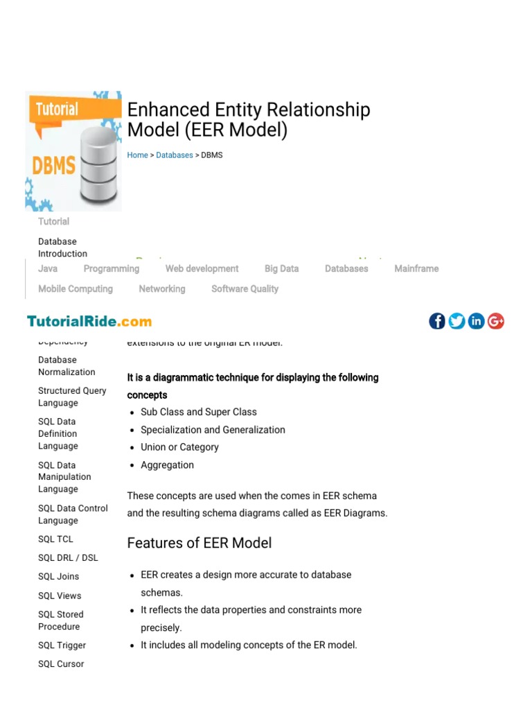 Enhanced Entity Relationship Model (EER Model) | PDF | Inheritance (Object Oriented Programming ...