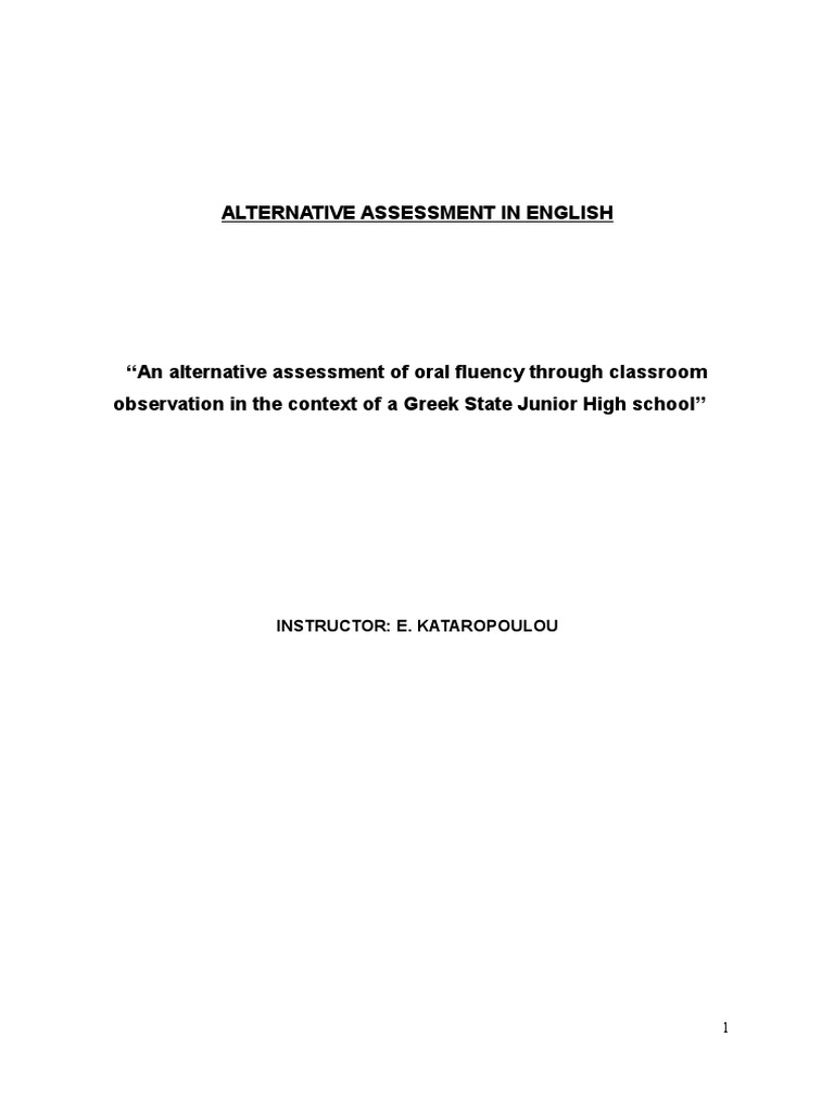 Alternative Assessment | PDF