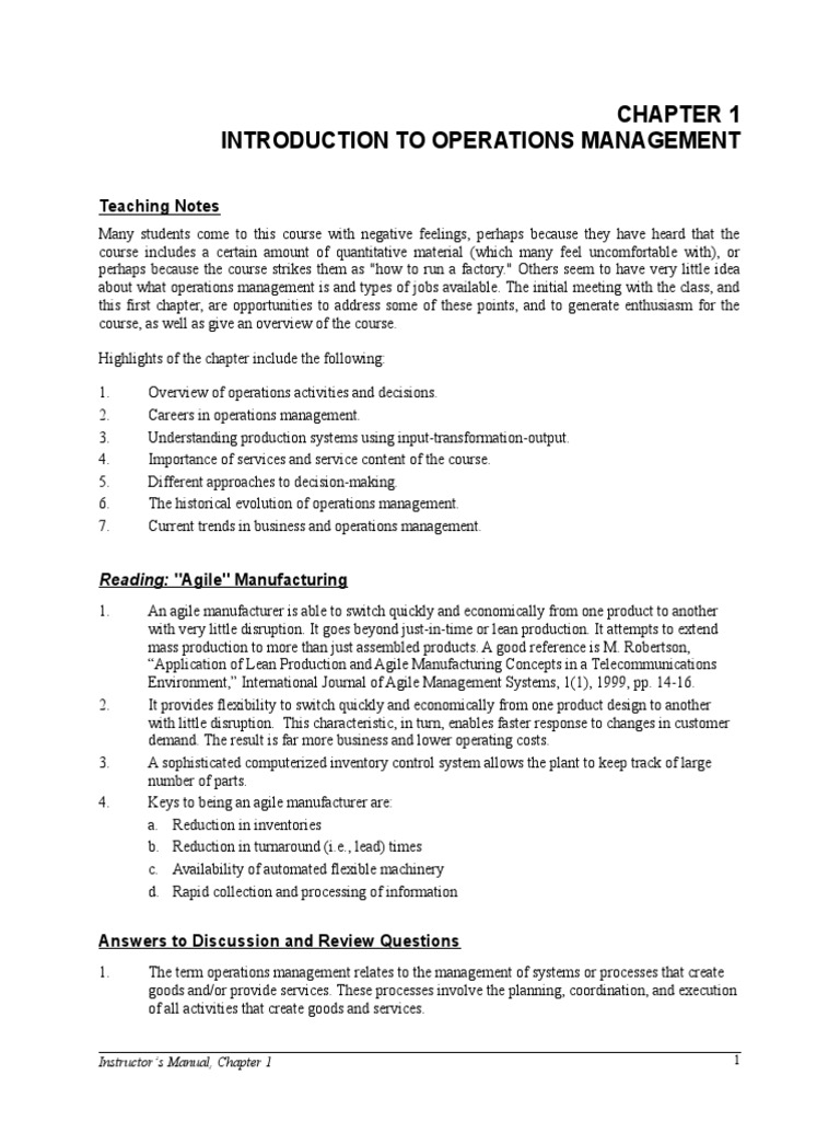 Introduction To Operations Management | PDF | Operations Management | Tire