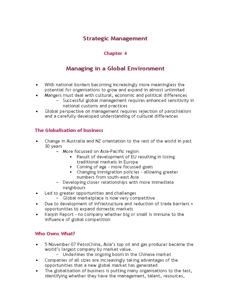 Chapter 4 - Managing in A Global Environment | PDF | Free Trade | World ...