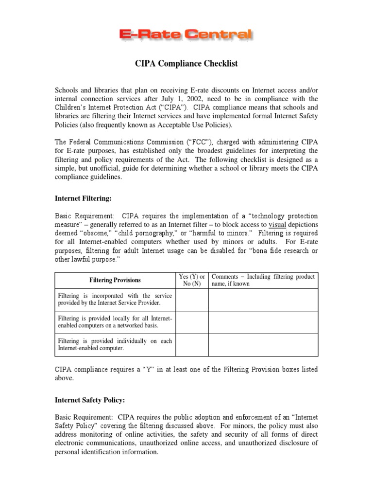 Cipa Checklist PDF | PDF | Telecommunications Law | Government Information