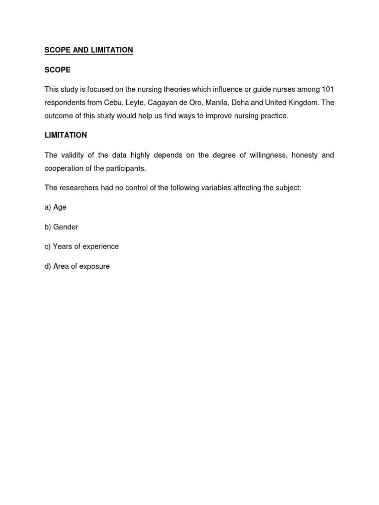 Scope and Limitation | PDF