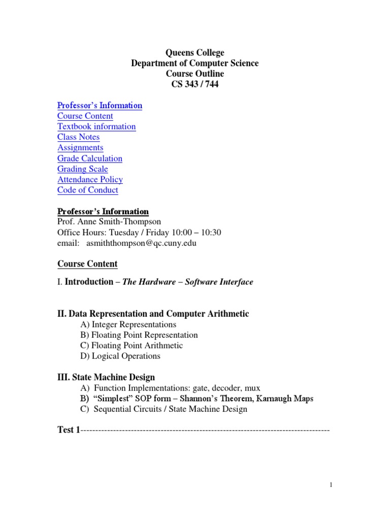 CS 343 Course Outline and Policies | PDF | Computer Science ...