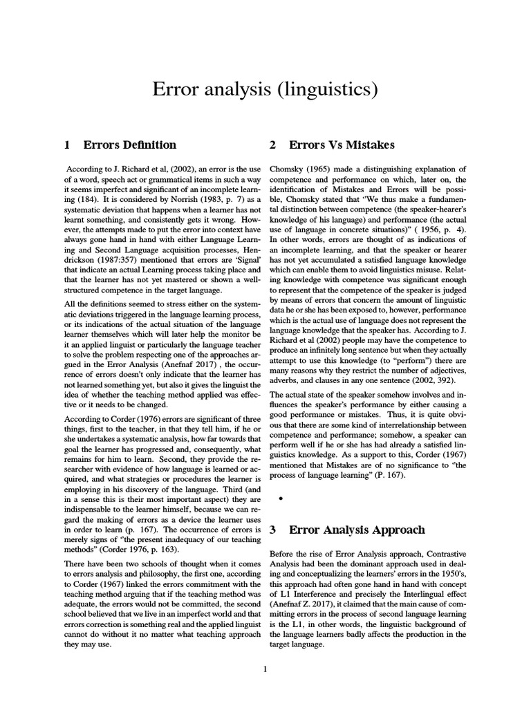 Error Analysis (Linguistics) | PDF | Second Language | Symbols