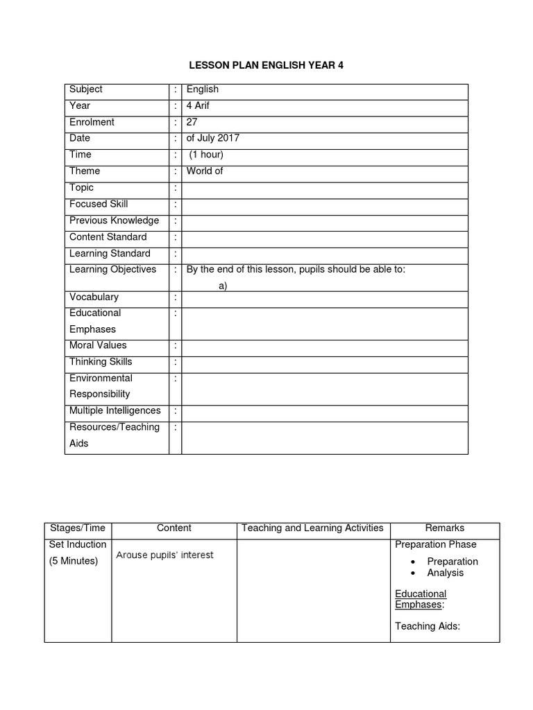 Lesson Plan Format Template | PDF | Lesson Plan | Neuropsychology
