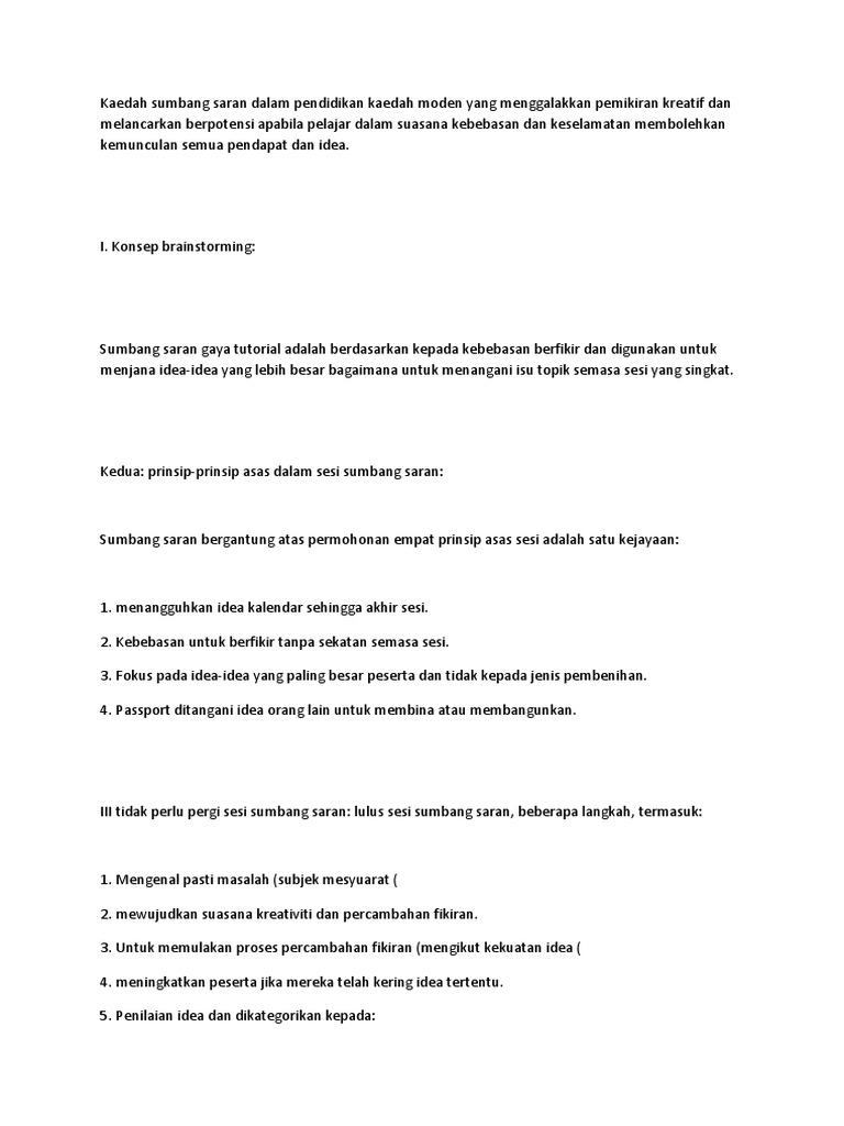 Kaedah Sumbang Saran Dalam Pendidikan Kaedah Moden Yang Menggalakkan ...
