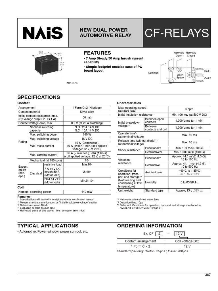Datasheet Reele PDF | PDF | Switch | Relay