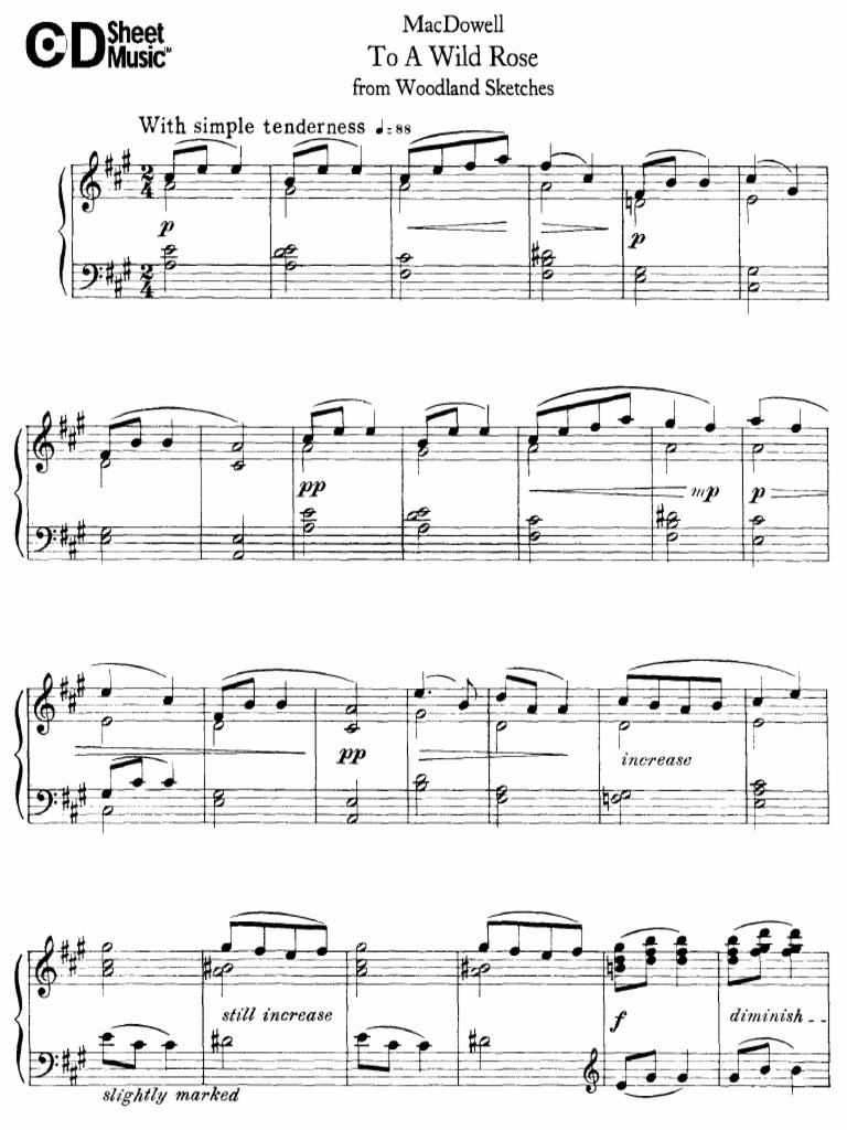 MacDowell - To A Wild Rose From Woodland Sketches | PDF