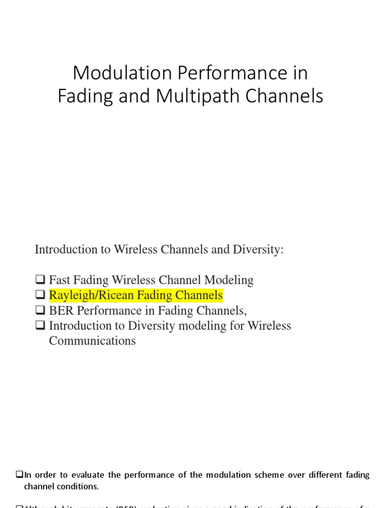Modulation Performance in Fading and Multipath Channels | PDF | Science ...