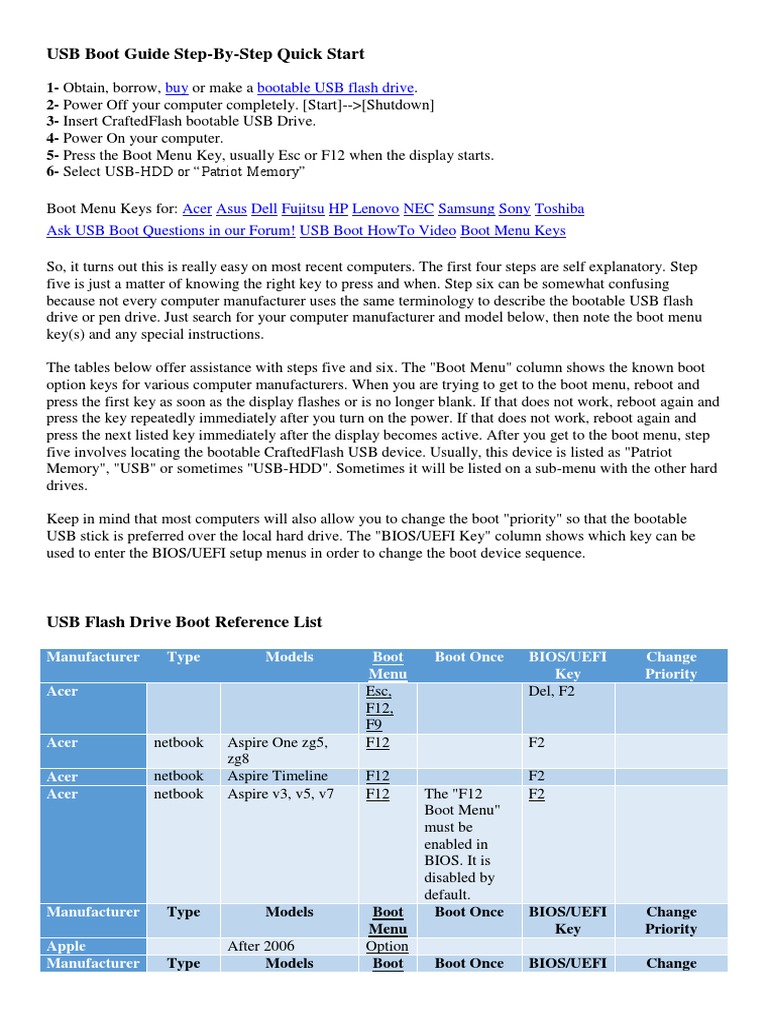Boot Key | PDF | Booting | Usb Flash Drive