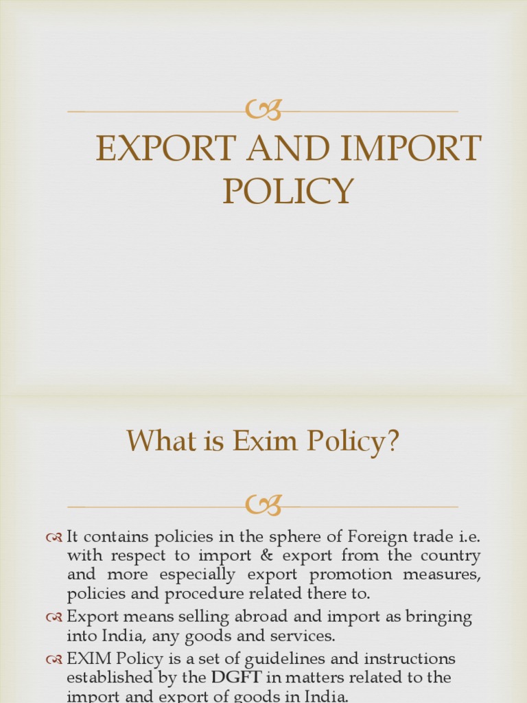 Export and Import Policy | PDF | Exports | World Trade Organization