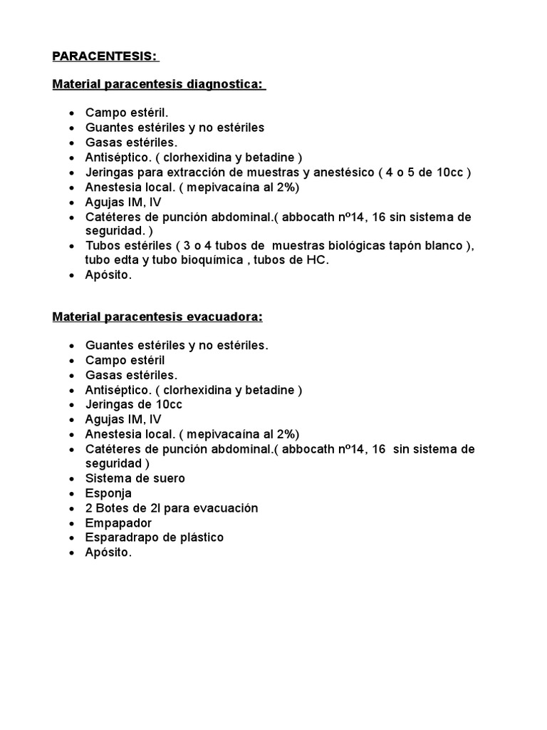 Material Paracentesis | PDF