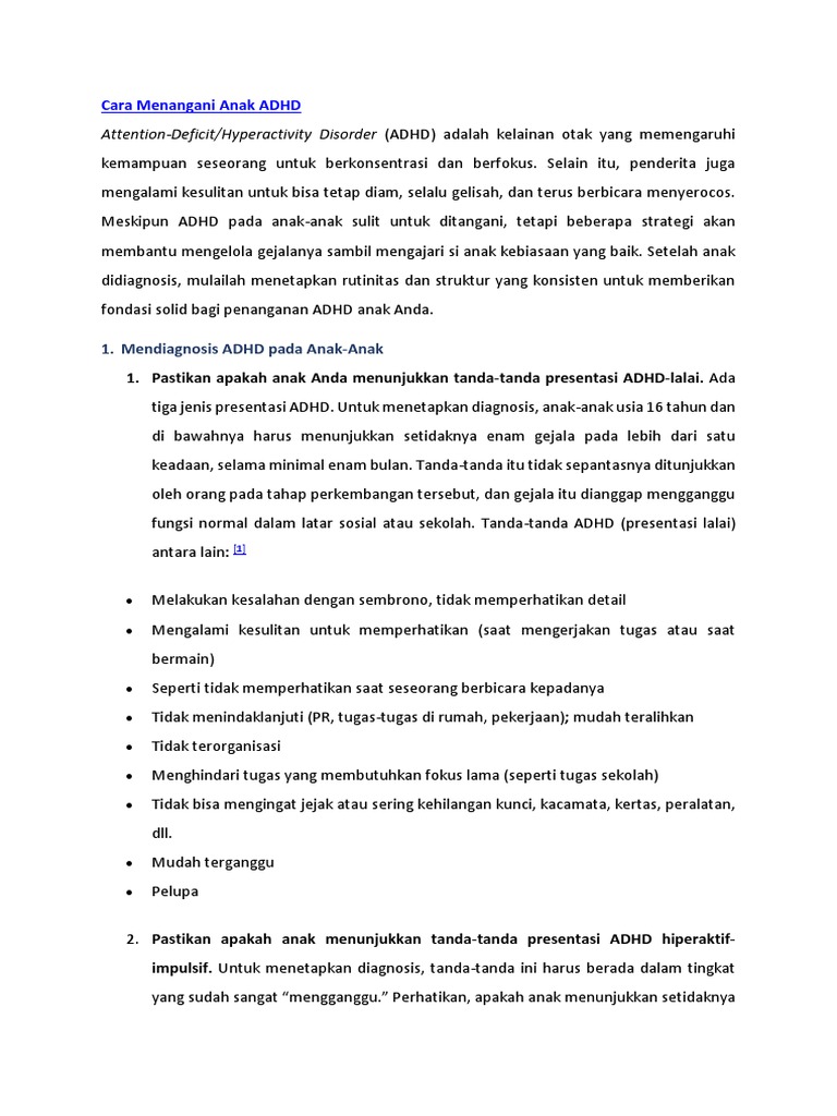 Panduan Mengelola Anak ADHD | PDF