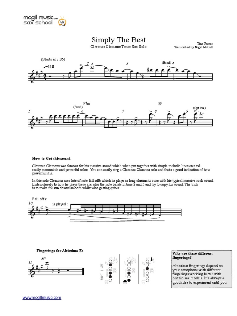 Simply The Best - Clarence Clemons PDF | PDF | Saxophone | Reed Aerophones
