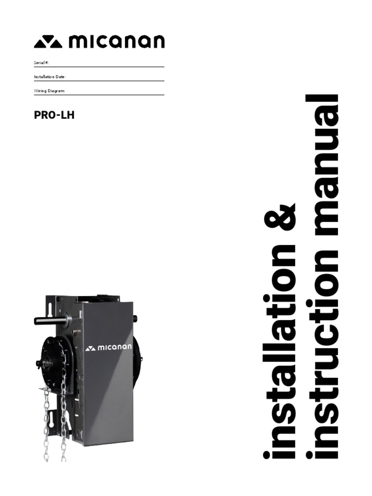 Micanan Pro-LH Jackshaft Operator Manual | PDF | Switch | Power Supply