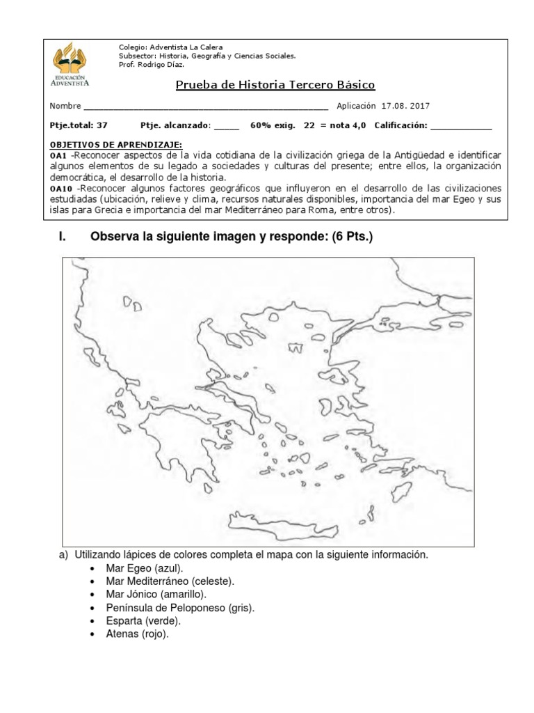 Prueba de Historia Esparta y Atenas | PDF | Esparta | Antigua Grecia