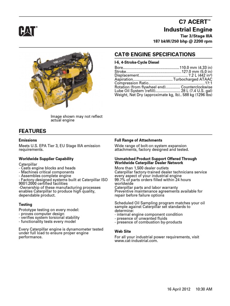 C7 Acert Especificación | PDF | Engines | Horsepower