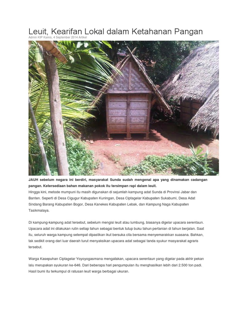 Leuit: Lumbung Padi Masyarakat Sunda | PDF | Teknologi & Rekayasa
