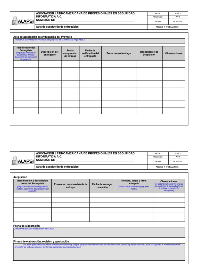 Acta de Aceptación de Entregables | PDF | Science | Tecnología (general)