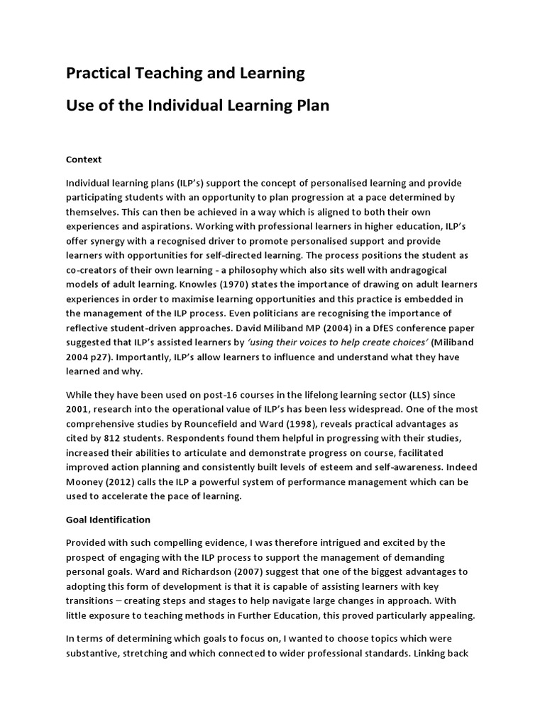Individual Learning Plans | Download Free PDF | Educational Technology ...