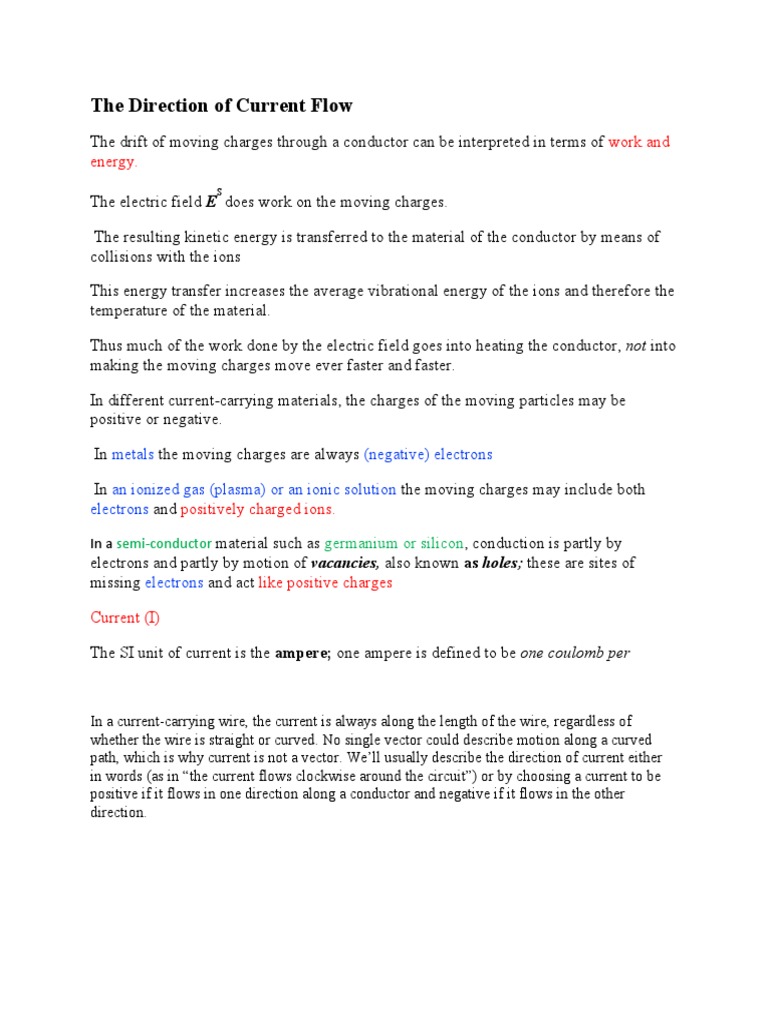 The Direction of Current Flow: Work and Energy | PDF