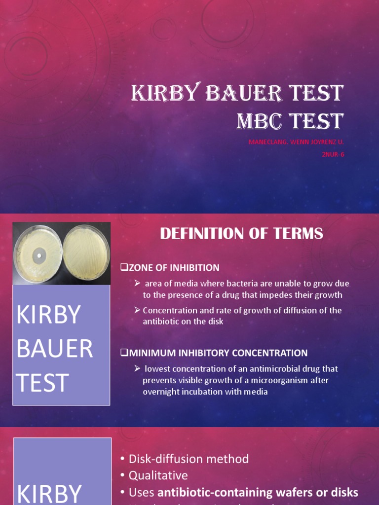 Kirby Bauer Test MBC Test: Maneclang. Wenn Joyrenz U. 2NUR-6 | PDF ...