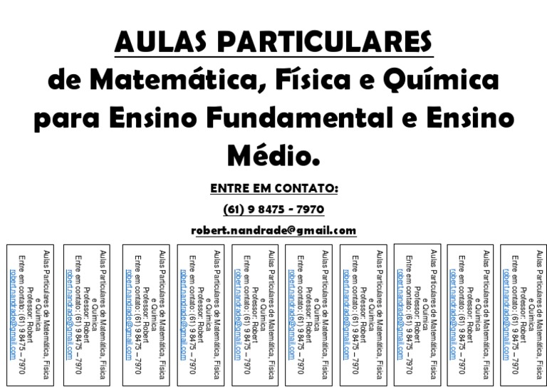 AULAS PARTICULARES de Matemática PDF | PDF | Ensino médio | Professores