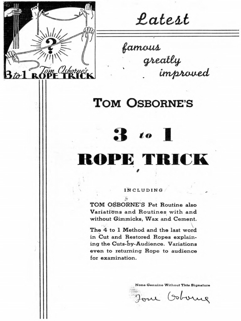 Tom Osborne's 3 to 1 Rope Trick | Rope | Knot