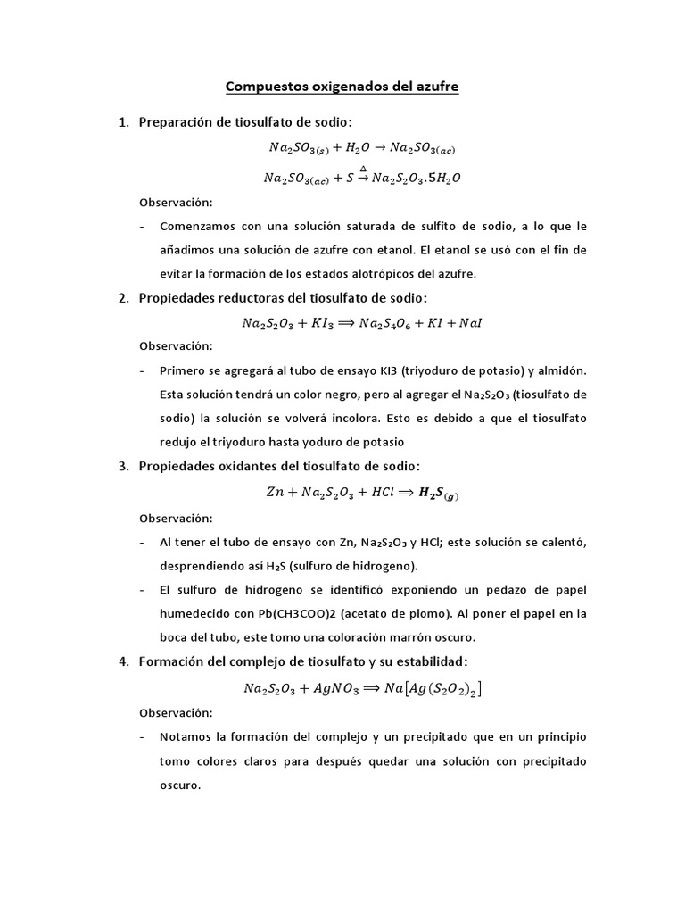 Compuestos Oxigenados Del Azufre | PDF | Dióxido de azufre | Azufre