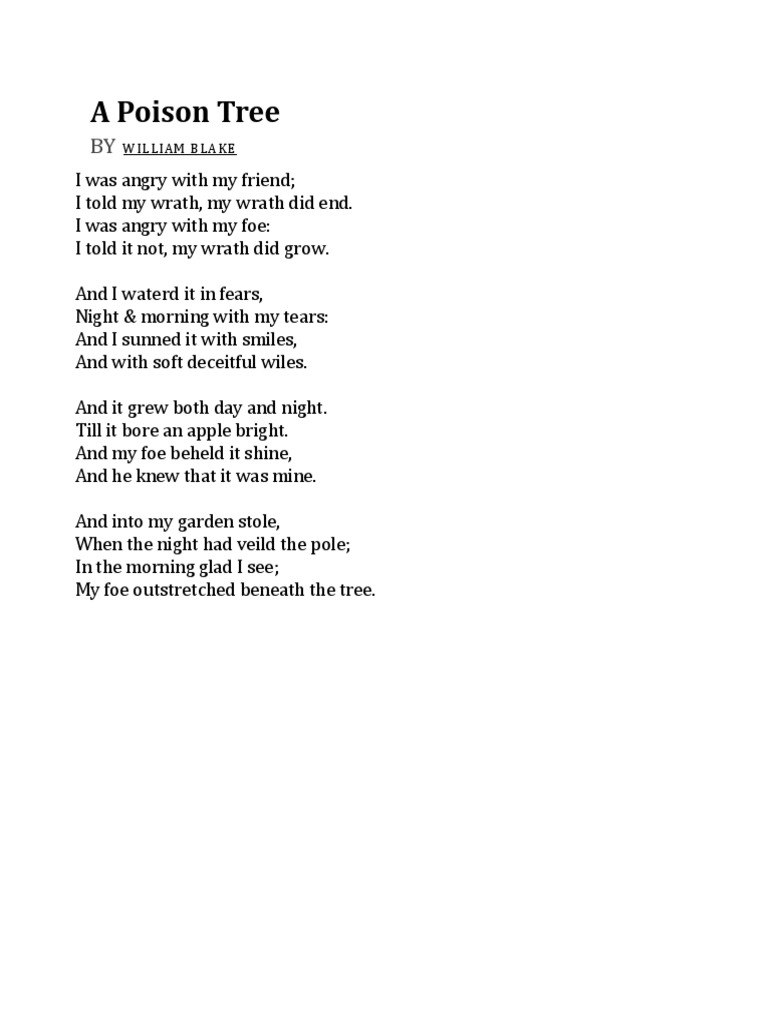 A Poison Tree | PDF