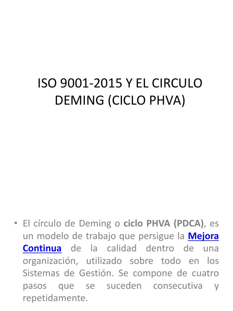 Iso 9001-2015 y El Circulo Deming | PDF | Economias | Business