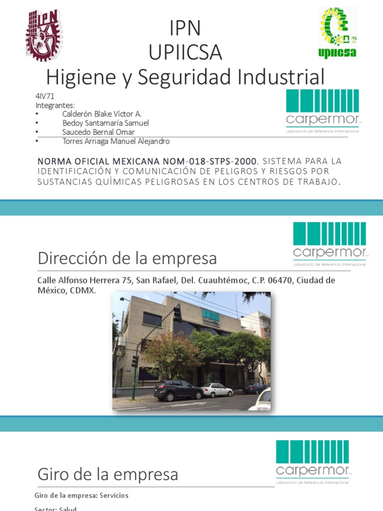 HIgiene y Seguridad Industrial CARPERMOR | PDF | Color | Laboratorios