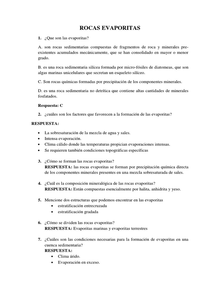 Formación rocas evaporitas | PDF | Roca clástica | Roca (geología)