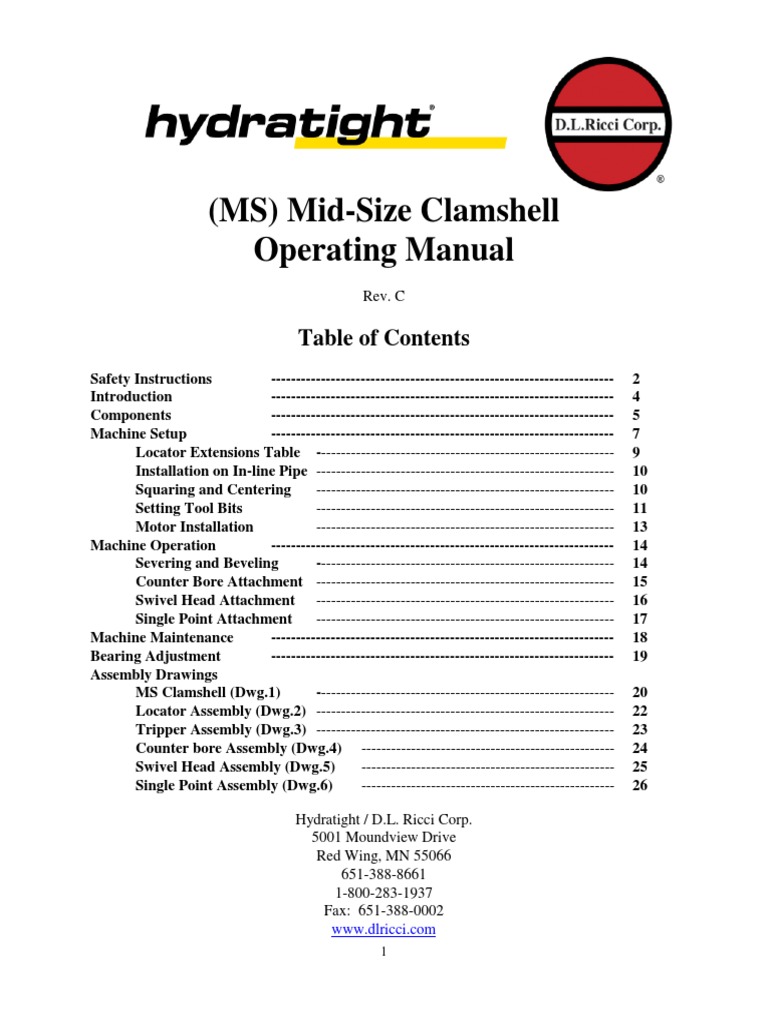 MS Clamshell Operating Manual | PDF | Screw | Gear
