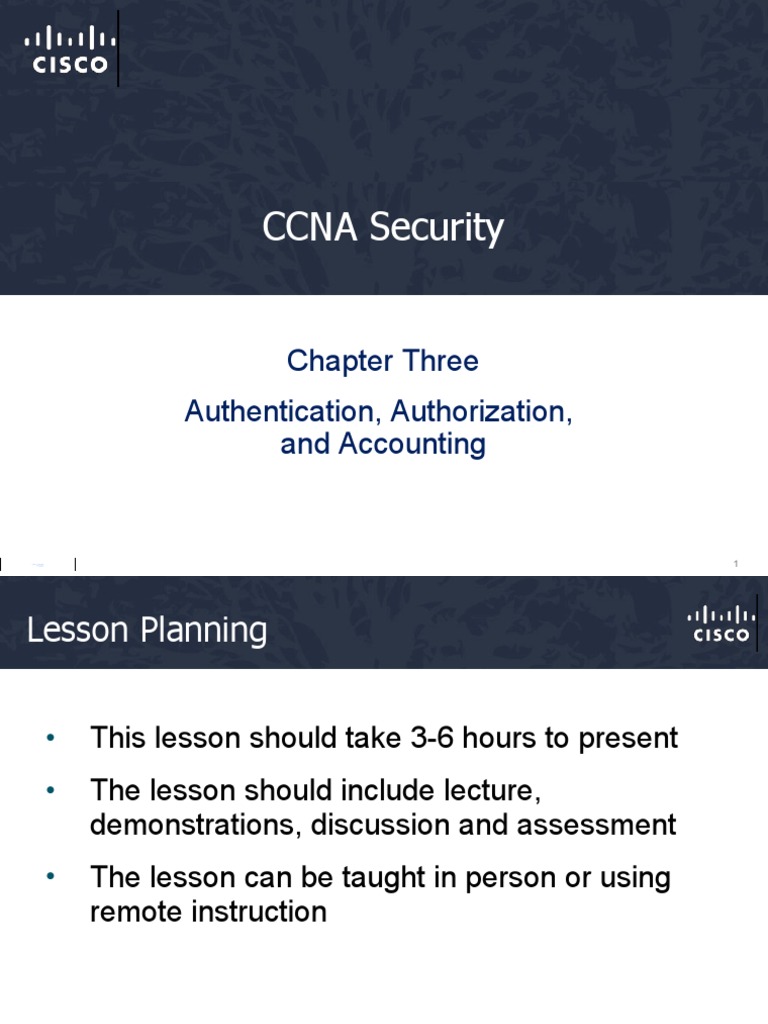 CCNA Security: Chapter Three Authentication, Authorization, and Accounting | PDF | Radius | Password