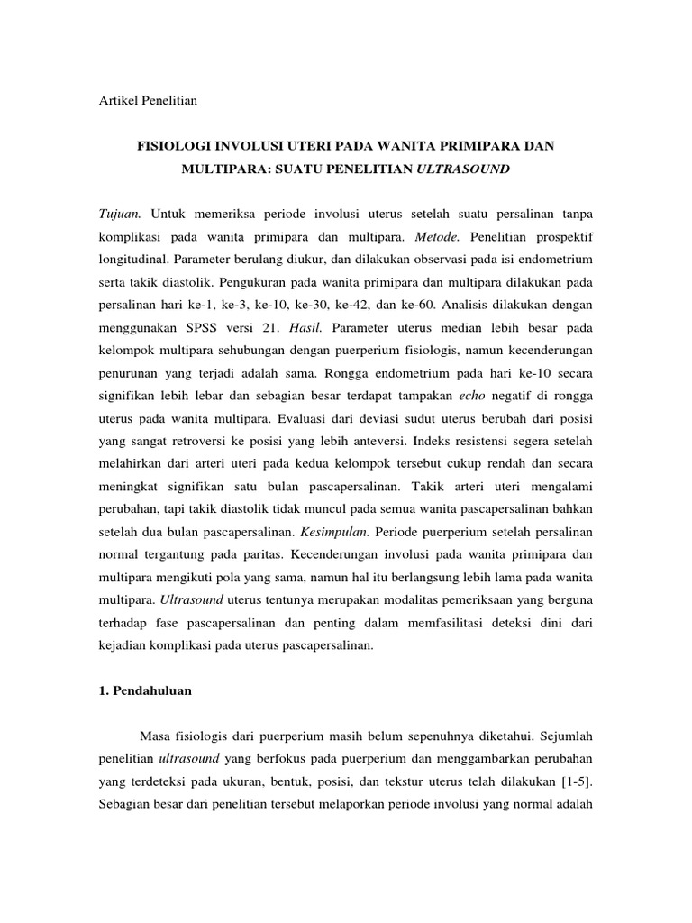 Involusi Uteri Primipara vs Multipara | PDF