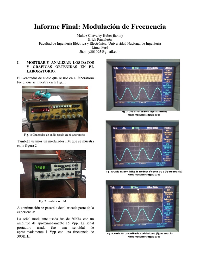 Modulación en Frecuencia (Informe Final Telecomunicaciones 1) - FIEE ...