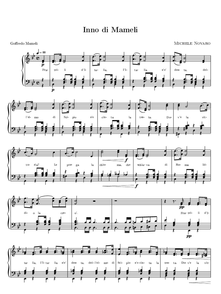 Italian National Anthem Sheet Music | PDF