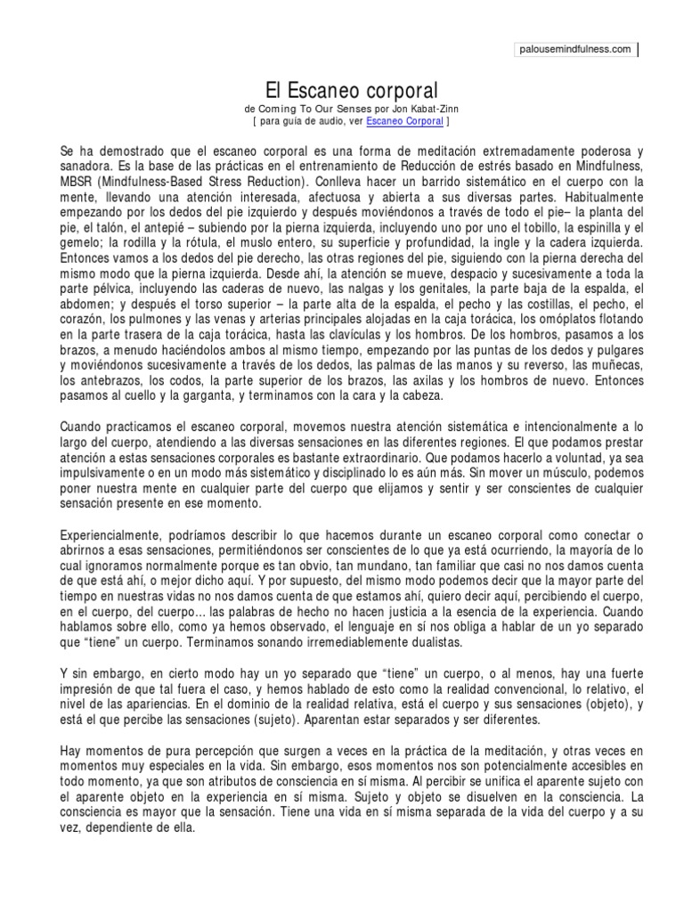 Tecnica de Escaneo Corporal | PDF | Percepción | Dolor