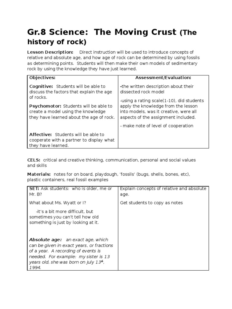 Field-Age of Rock Lesson Plan | PDF | Fossil | Rock (Geology)