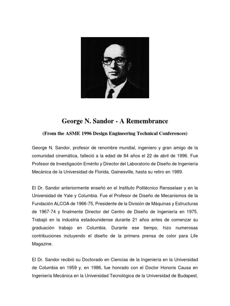 George N Sandor | PDF | Doctorado | Universidad de Colombia